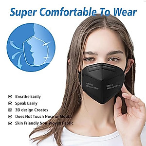 SDIW 50PCS KN95 Masks Black Face Masks 5 Layer Masks Filter Efficiency≥95% with Elastic Ear Loops and Nose Bridge Clip Breathable Face Mask