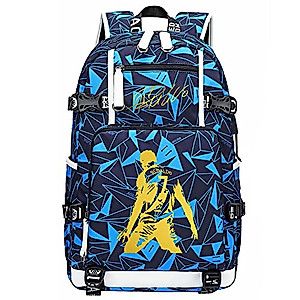 YUNZYUN Soccer Player R-onaldo Multifunction Backpack Travel Laptop Fans bag For Men Women (Navy Blue - 2)