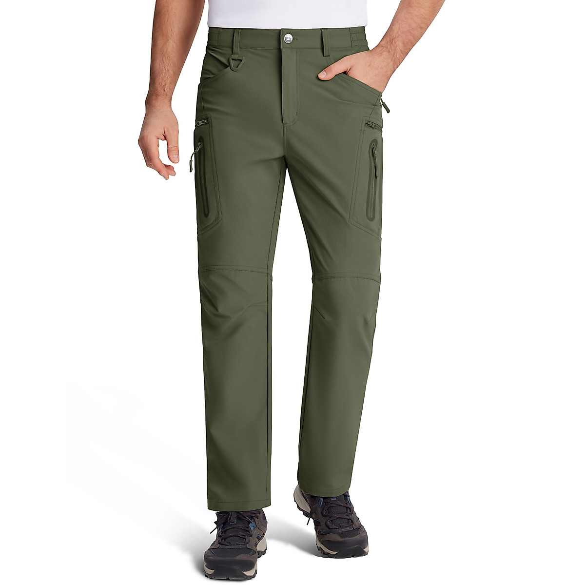 MAGCOMSEN Work Pants - Men's Tactical, Hiking, Quick Dry Military Cargo Pants - High Waisted, Army Green
