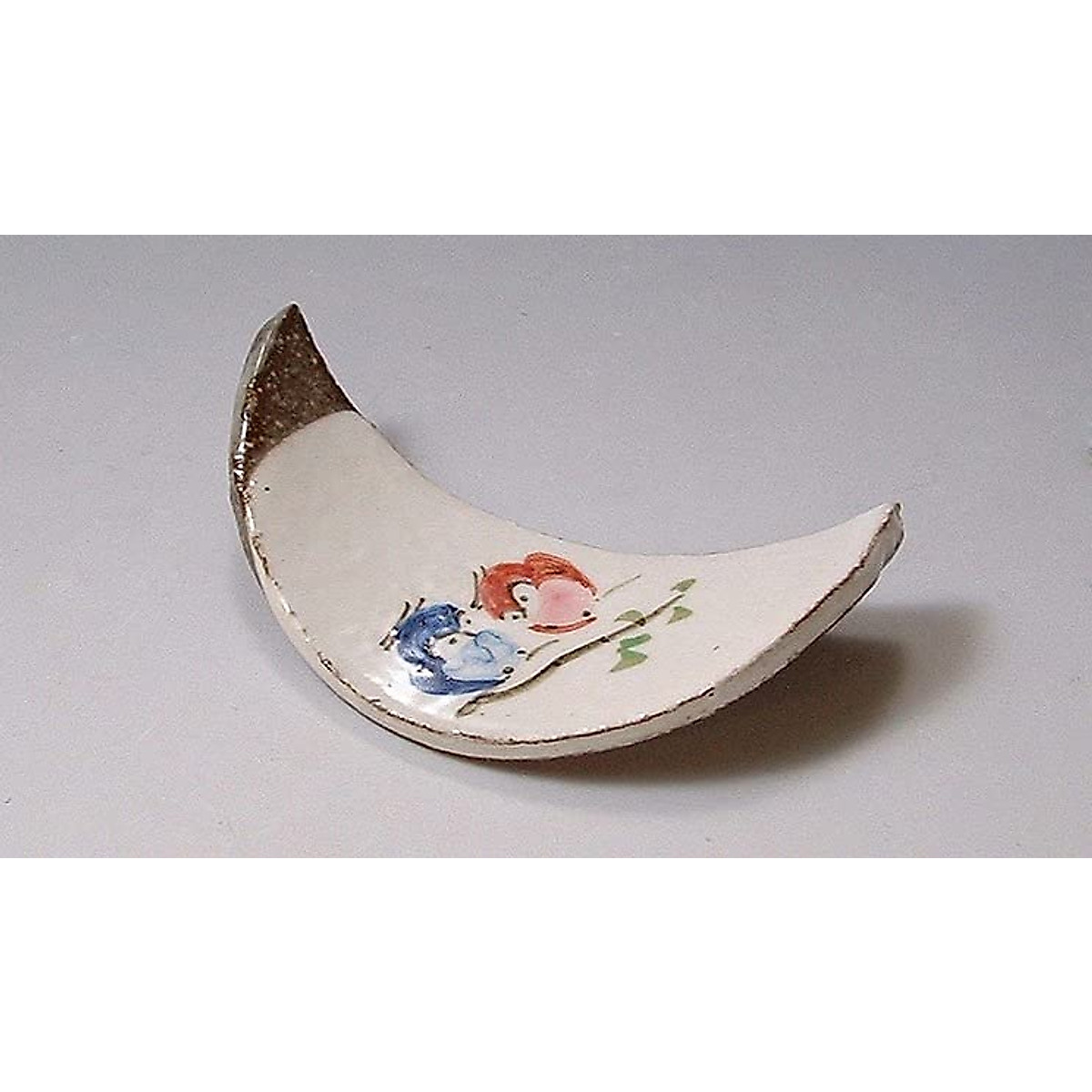 Kyo-yaki. Set of 5 Japanese chopstick spoon rest owls. Paper box. Ceramic.