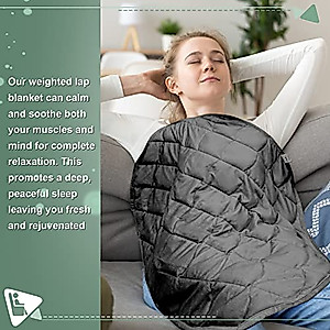 Weighted Lap Blanket, Weighted Lap pad 7lbs(33”x29'') for Adult Portable, Soft Material with Premium Glass Beads for Traveling, Sleeping Relax (Black)