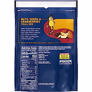 Planters Nuts (Seeds & Cranberries Trail Mix with Roasted Peanuts & Almonds, Sunflower Kernels, Golden Raisins, Cranberries & Pumpkin Kernels, 6 oz Bag)