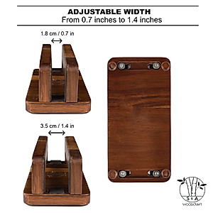 S&A WOODCRAFT Brown Acacia Wood Vertical Laptop Stand, Adjustable Wooden Laptop Holder, Non-Slip Laptop Dock Compatible with Apple MacBook, Microsoft Surface, Gaming Laptops, IPad, Tablets