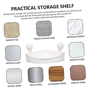 Amosfun 1 Set Storage Stand Suction Toilet Storage Rack Punch- Toiletries Holder Bathing Shelf Metal Storage Shelf Bathroom Shower Corner Shelf White Plastic Sucker Tripod