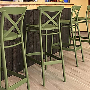 Compamia Cross Indoor Outdoor Bar Stool Olive Green (Set of 2)