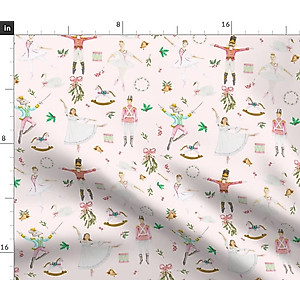 Spoonflower Fabric - Nutcracker Ballet Pink Winter Holiday Christmas Watercolor Swan Fairy Printed on Petal Signature Cotton Fabric by The Yard - Sewing Quilting Apparel Crafts Decor