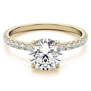 10K Solid Yellow Gold Handmade Engagement Ring 2.00 CT Round Cut Moissanite Diamond Solitaire Wedding/Bridal Rings Set for Women/Her, Amazing Ring Gift for Her