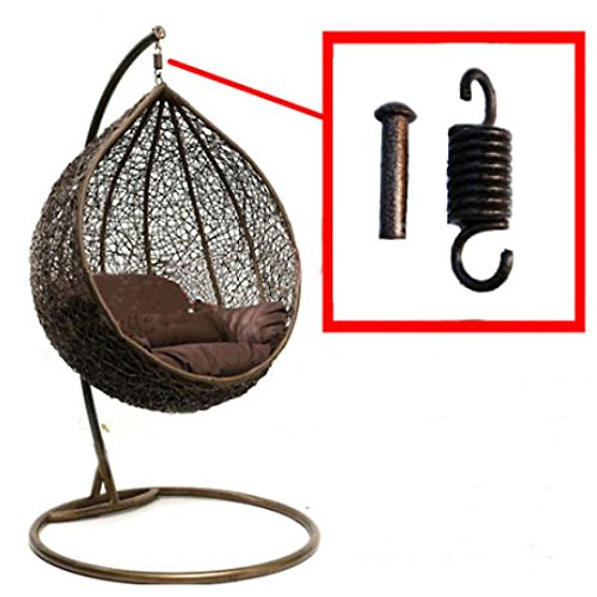 mkki Hammock Chair Ultimate Hanging Kit-500 LB Capacity Hammock Spring and Plug for Hanging Basket Chairs Hammock and Porch Swings
