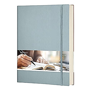 EMSHOI Notebook College Ruled - B5 Large Thick Notebook Leather Journal with Free Sticky Notes, 204 Numbered Pages,100gsm Thick Lined Paper, Softcover, 7.5"x10"-GrayBlue