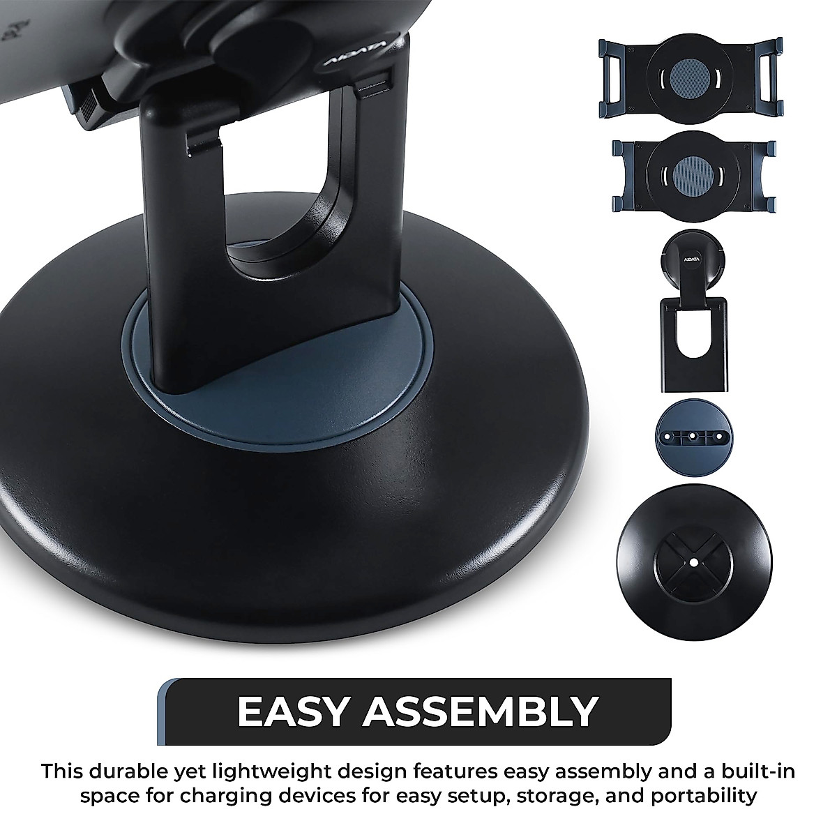 Aidata Tablet Stand - Compatible with iPad, iPad Mini, and Most 6-Inch-13-Inch Tablets, Adjustable Commercial POS Holder with 360-Degree Swivel, for Retail, Classroom, Business, and Home, Black