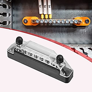 X AUTOHAUX 6 Terminal Bus Bar Power Distribution Block with 2 Screws for Car Boat Marine Caravan RV Black
