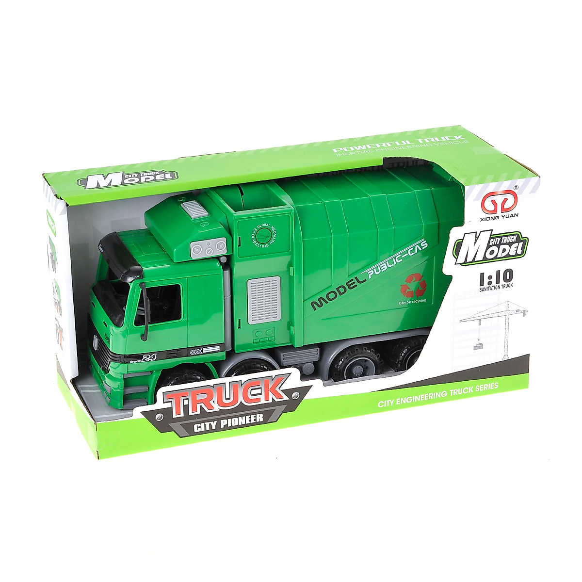 14” Large Garbage Truck Toy Big Construction Vehicle Toy Friction Powered Oversized Pretend Toy Gifts Toy for Toddlers Boy Toys Age 5-6 Years Old