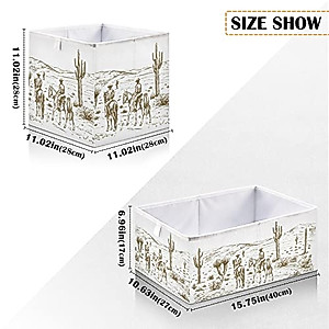 xigua Western Desert Cowboys Rectangle Storage Bin Large Collapsible Storage Box Canvas Storage Basket for Home,Office,Books,Nursery,Kid's Toys,Closet
