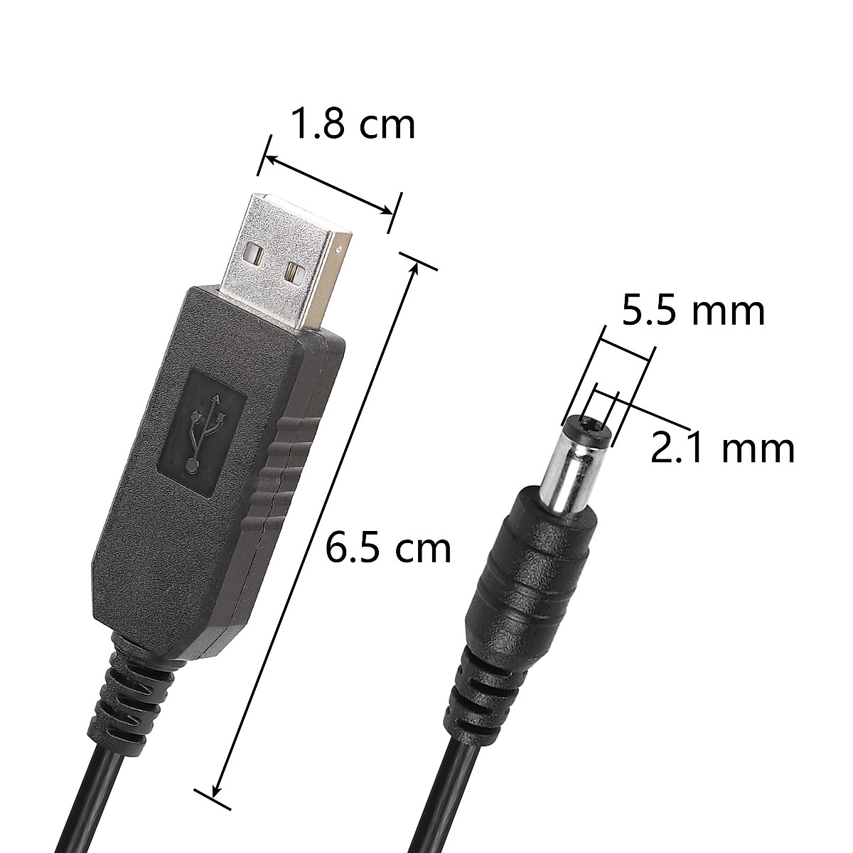 SinLoon 3.28ft USB 5V to DC 12V Converter Step Up Voltage Converter Power Cable USB to 5.5 x 2.1mm Barrel Connector DC Power Cable with 5 Connectors Adapter for Router, Mini Fan, Camera, Phone(5521)