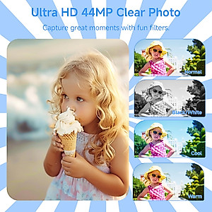 Digital Camera for Teens, FHD 4K 44MP Digital Camera with 64GB SD Card 16X Digital Zoom, Digital Camera Compact Point and Shoot Camera for Teens Boys Kids Camera Digital Black(Black)