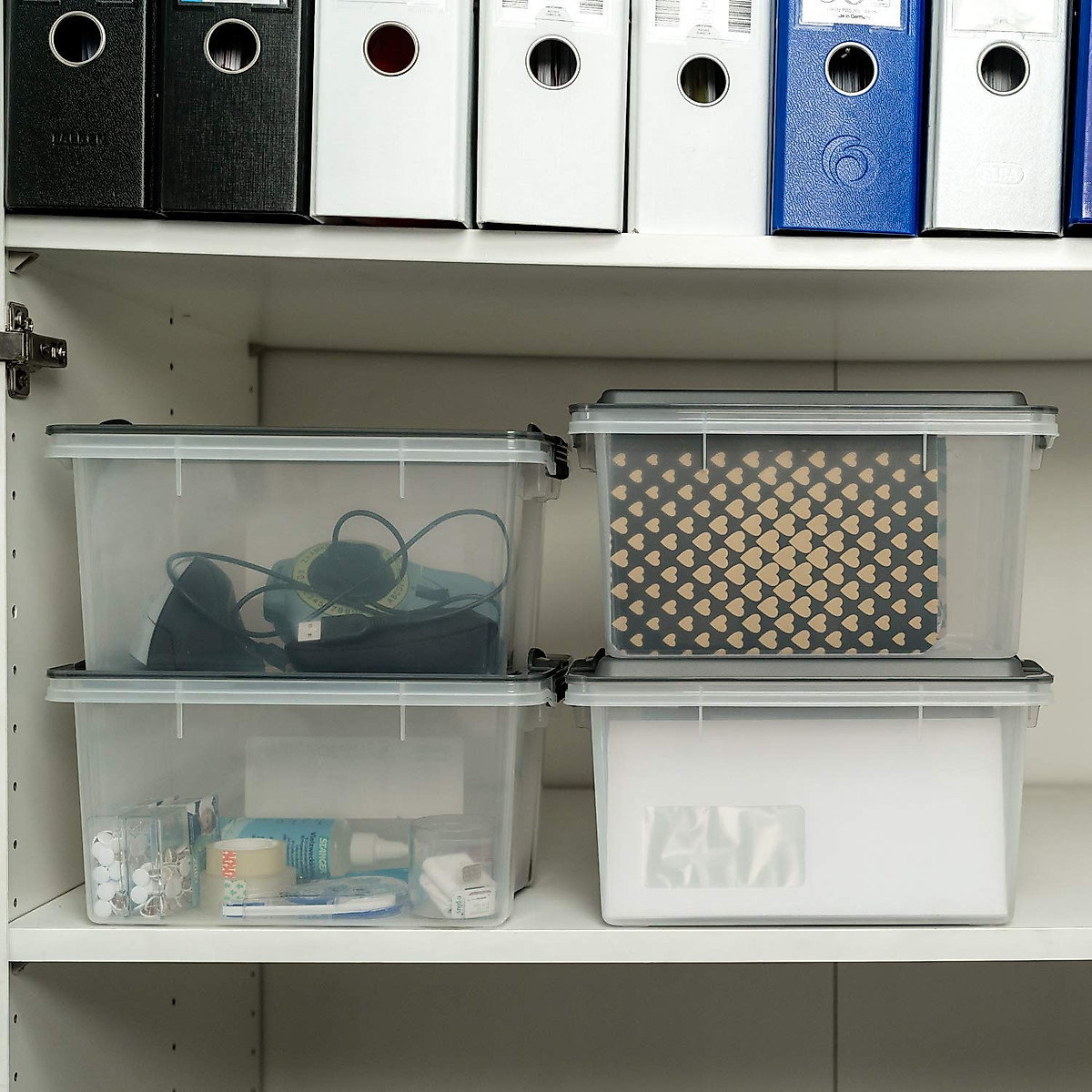 Rotho, Compact, Storage box 4.5 l with lid A5, Plastic (PP) BPA-free, grey/transparent, A5/45l (27,0 x 18,5 x 15,0 cm)