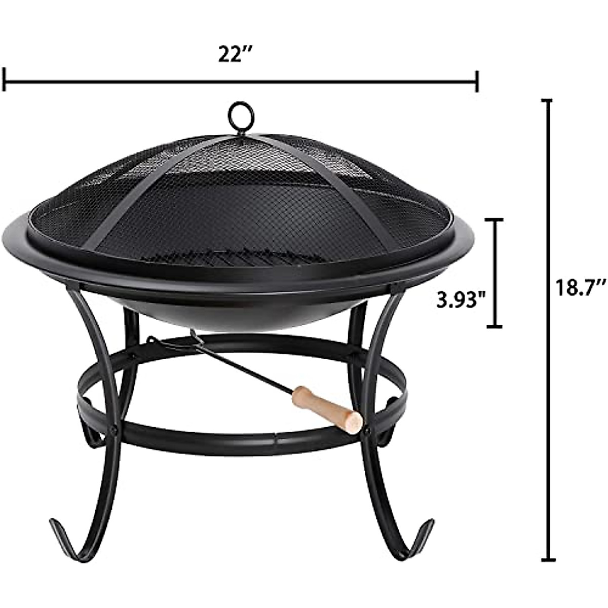 Saicool 22 Inches Portable Fire Pit for Outside Outdoor Wood Burning Patio Steel Fire Pit Bowl BBQ Grill for Camping Backyard Tailgating, Hunting Deck Picnic Porch Garden