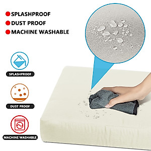 SUSIE'S GARDEN 9p patio cushion covers Outdoor Patio Cushions Covers Replacement Waterproof with Zipper for 5 Pcs Patio Furniture Set, Slipcovers for Outdoor Cushions White, Covers Only