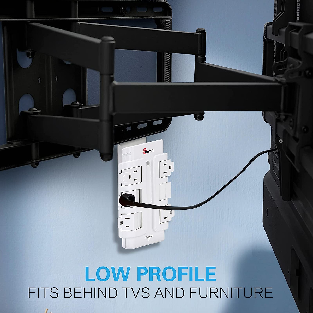 Outlet Extender, 6 90° Rotating Plugs, 15A, 125V, 1875W, 540J, Power Strip, Surge Protector Power Strip for Travel Hotel Office Home Wall Surge Protector, White