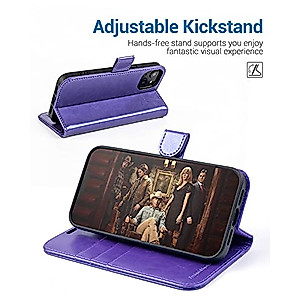 OCASE Compatible with iPhone 13 Wallet Case, PU Leather Flip Folio Case with Card Holders RFID Blocking Kickstand [Shockproof TPU Inner Shell] Phone Cover 6.1 Inch 2021 (Purple)