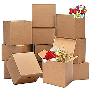 JOYIN 36 Pcs Christmas Brown Kraft Paper Gift Box, 5"x5"x3.5" Present Packaging Wrap Gift Box with Lids for Wedding, Xmas, Holiday, Birthday Party Wrapping Gift-Giving