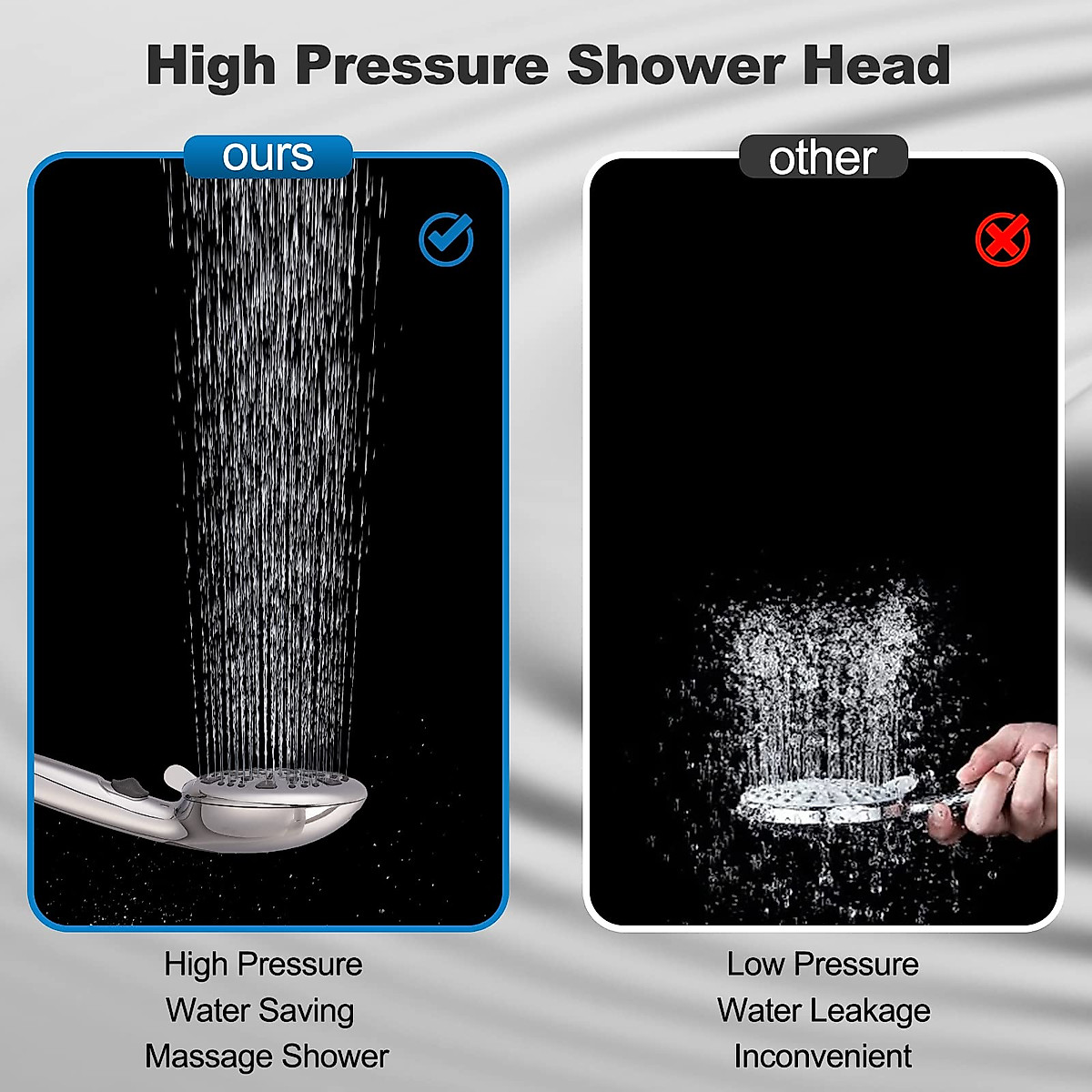 High Pressure Shower Head with handheld, Lanhado 9 Setting Handheld Shower Head with Hose & Adjustable Bracket, High Flow shower heads, Built-in Power Wash to Clean Tub, Tile & Pets, Chrome