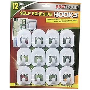 12 Piece Self Adhesive Hooks, Bathroom, Kitchen, Storage