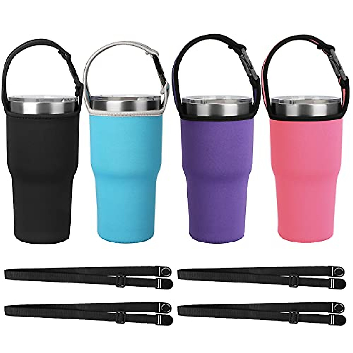 4 Packs 30oz Tumbler Carrier Holder Pouch with Shoulder Strap, Fit for YETI, Rtic, Atlin, Ozark Trail, Rambler 30 oz Insulated Tumbler Coffee Cup for 30oz Stainless Steel Travel Insulated Coffee Mug