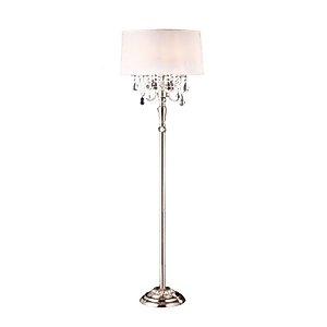 OK Lighting OK-5109F OK-5109f Crystal Silver Floor Lamp, 17" x 17" x 62"