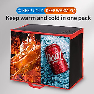 Bodaon Insulated Food Delivery Bag, X-Large Insulated Reusable Grocery Bags with Zippered Top, Cooler Bags for Travel/Camping, Catering Shopping Bag for Groceries, Thermal Bags for Cold and Hot Food