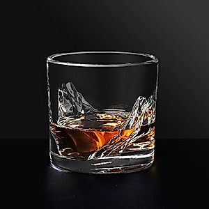 LIITON Grand Canyon Crystal Bourbon Whiskey Glasses Gift Set of 4, Heavy Freezable Old Fashioned Cocktail Glass Tumbler, Premium Luxury Gift for Men, Groomsman, 10 oz