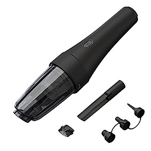 CAMFUN Mini Handheld Car Vacuum Cordless, Upgrade Version Air Duster and Inflation 3 in 1, Rechargeable with Strong Suction for Pet Hair, Home and Car Cleaning, Model GV01, Black