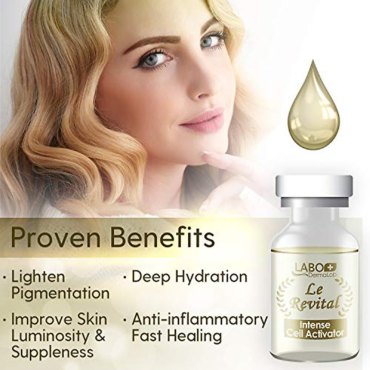 Le Revital 98% Concentrated Nano Placenta Extract, Umbilical Extract & Sodium Hyaluronate Anti-Aging Serum from Japan – Skin Rejuvenate Essence - Reduce Wrinkles, Dark Spot + Hydration – Non-greasy