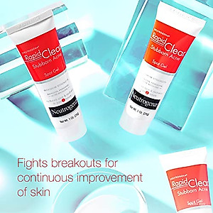 Neutrogena Rapid Clear Stubborn Acne Spot Treatment Gel with Maximum Strength 10% Benzoyl Peroxide Acne Treatment Medication, Pimple Cream for Acne Prone Skin Care, 1 oz