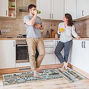 Znutrce Farmhouse Kitchen Mats for Floor Set of 2, Mats for Kitchen Floor, Comfort Standing Kitchen Rugs and Mat, Non-Slip Washable Rug, 17'' X 47'' + 17'' X 30''
