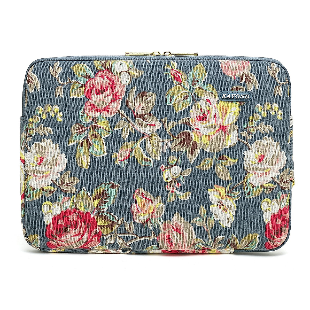 kayond Water-Resistant Canvas 13.3 Inch Laptop Sleeve-Blue Water Hyacinth