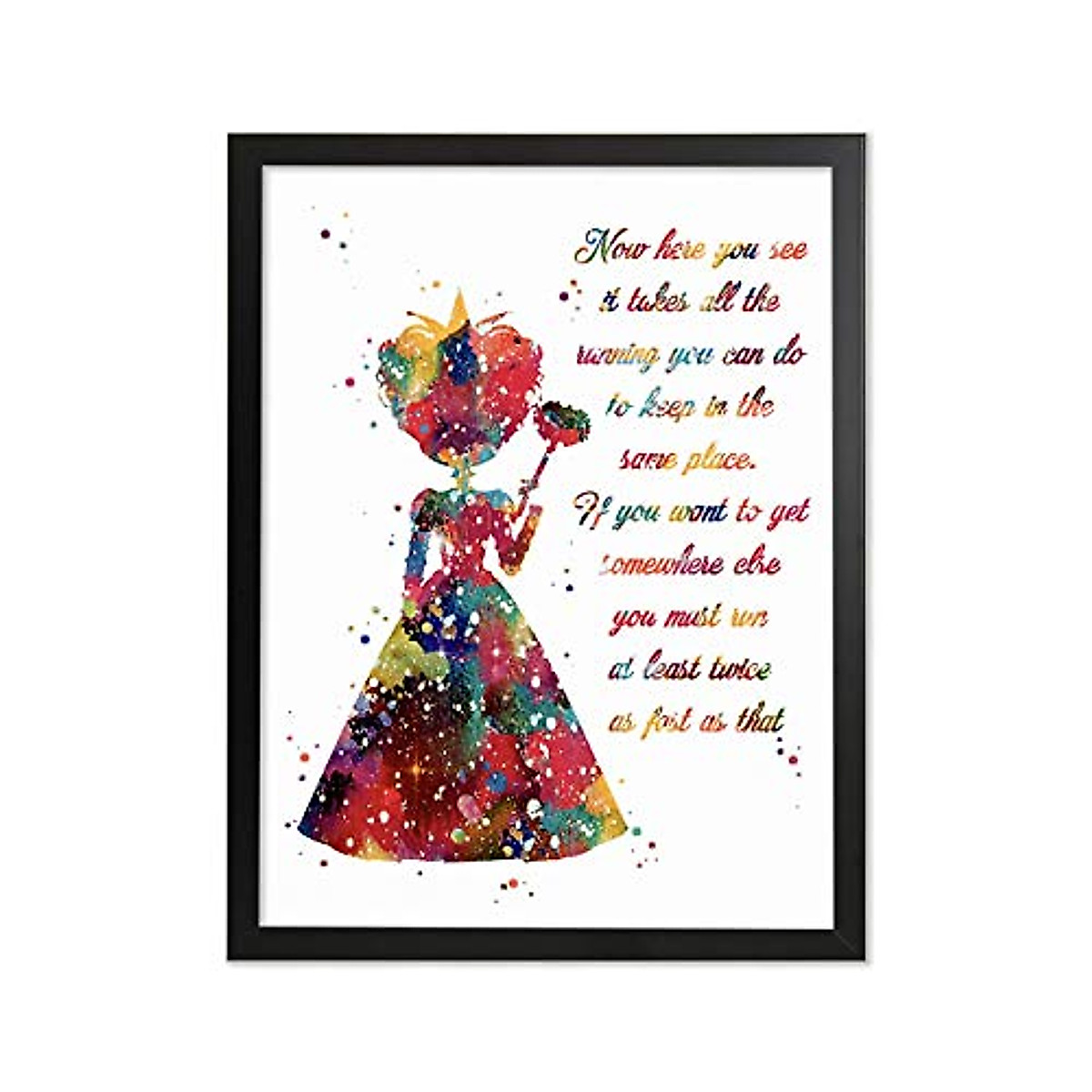 Framed Alice in Wonderland Quote Watercolor Art Print Queen Heart Lewis Carrol Party Inspirational Wall Home Office Teen Kid's Room Playroom Nursery Decor Poster Best Friend Gift Picture