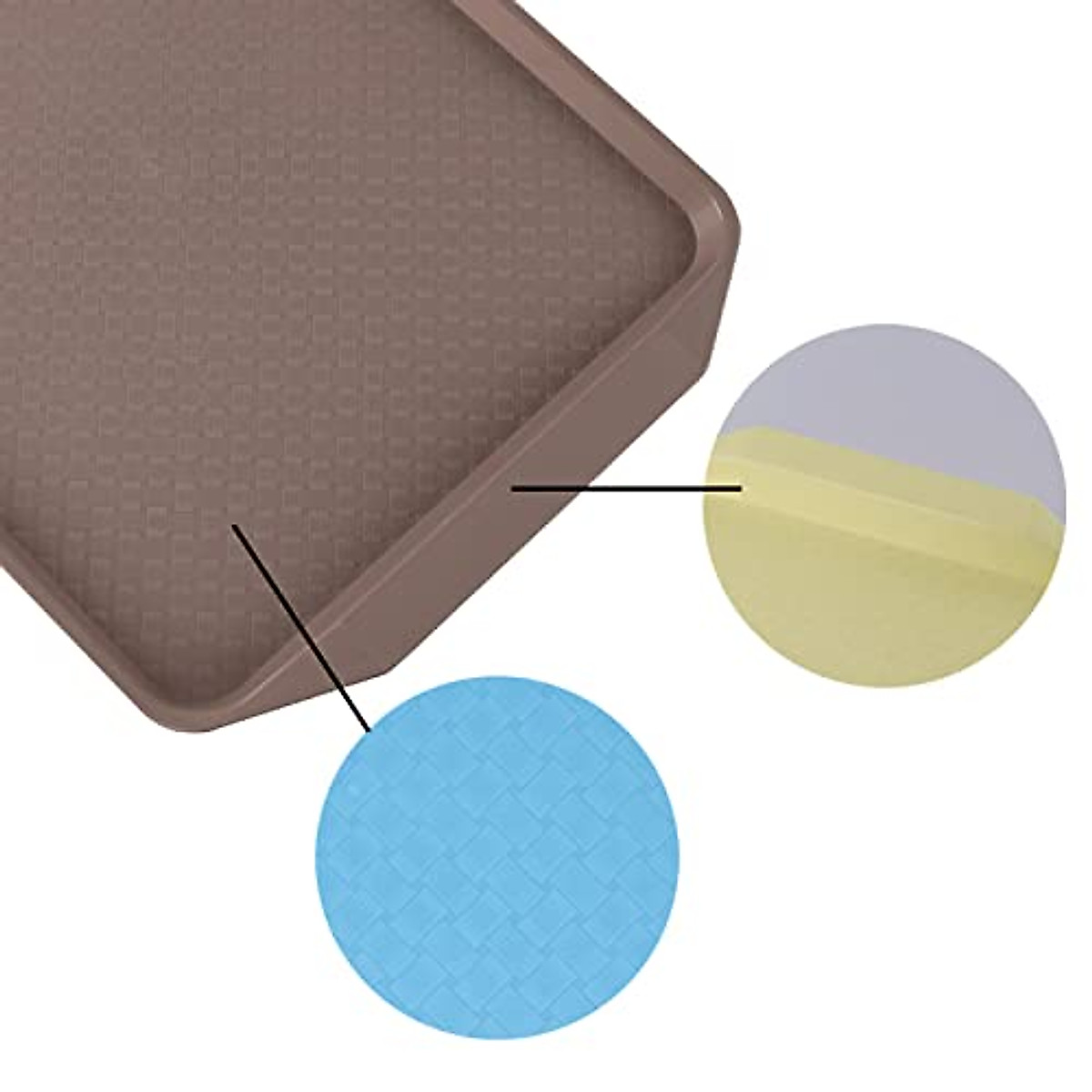 Pekky Plastic Fast Food Trays for Eating, Rectangle Serving Tray with Handle, 16.7" x 11.8", Set of 6