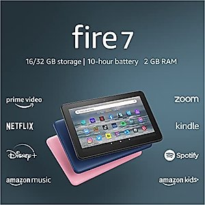 Certified Refurbished Amazon Fire 7 tablet, 7” display, 32 GB, 10 hours battery life, light and portable for entertainment at home or on-the-go, (2022 release), Black