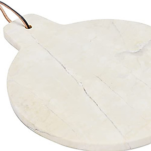 Bloomingville Sage Color Marble Tray with Leather Tie Cheese and Cutting Board, 12" L x 1" W x 10" H