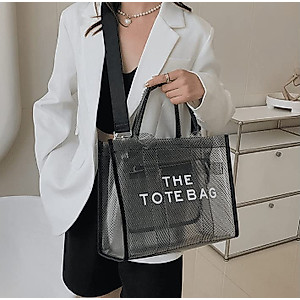 Clear Tote Bag for Women, Plastic Tote Bag Crossbody Beach Bag PVC Travel Bag for Sports Games, Travel, Beach, Pool, Stadium
