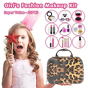 Kids Makeup Kit for Girls, Washable Makeup Set Toy, 23PCS Real Makeup Set, Safe & Non-Toxic Little Girls Makeup Kit Pretend Makeup for Kids Girls Toddlers Age 3 4 5 6 7 8 9 10 11 12 Year Old