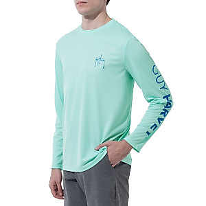 Guy Harvey Men's Long Sleeve Performance Sun Protection Shirt UPF 50+, Beach Glass, 3X-Large