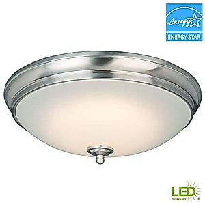 Hampton Bay Clifton 13 in. Brushed Nickel Selectable LED Flush Mount HUI8011LL-6/BN