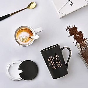 Gifts for Mom - Best Mom Ever Coffee Mug - Best Mom Mother Gifts - Mothers Day Christmas Gift from Daughter Son - Women Mom Gifts for Mom Mother - Mom Mug Cup 14Oz with Gift Box Packing Spoon Black