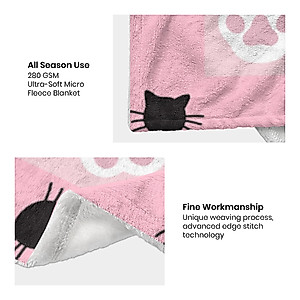 Cute Cat Throw Blanket Ultra Soft Warm Cozy Lightweight Microfiber Blankets, Just a Girl Who Loves Cats, Flannel Sherpa Fuzzy Fluffy Plush Throws for Sofa Couch Bedding All Season 60"x50"