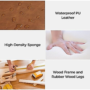 Yaheetech Faux Leather Dining Chairs Set of 2 Parsons Button Tufted Chairs with Rubber Wood Legs and High Back for Kitchen Living Room Lounge, Retro Brown