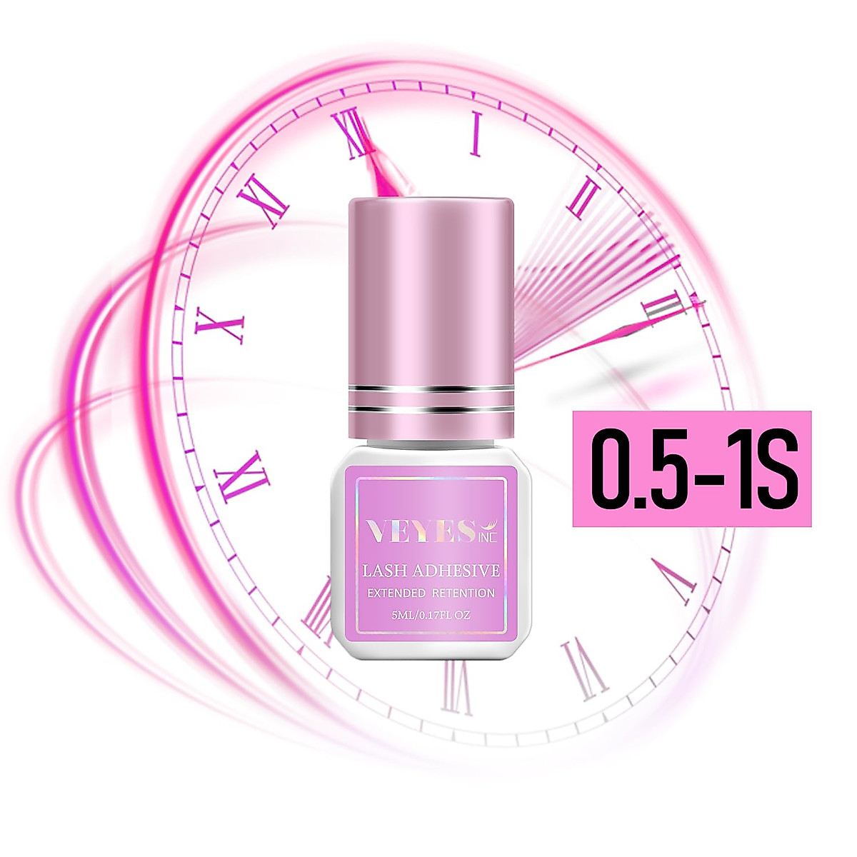 VEYES INC Eyelash Extension Glue - 0.5-1 Sec Drying (0.17fl.oz / 5ml)/Up to 8 Weeks Retention/Black Adhesive for Professional Use Only