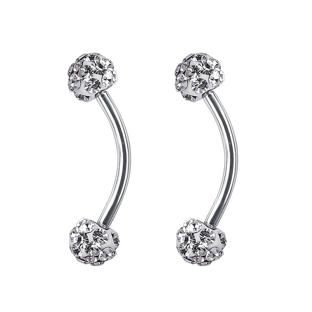 ZS 16 Gauge Eyebrow Rings Curved Barbell 4mm Tiny Crystal Ball Belly Button Rings Nipple Rings Tongue Piercings