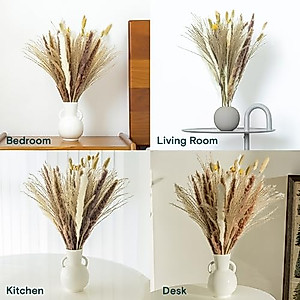 Luxclub Dried Pampas Grass Decor, 100 PCS 17 Inch Pampas Grass, Fluffy Bunny Tails Dried Flowers, Reed Grass Bouquet, Natural White Pompas for Wedding, Floor Vase Boho Flowers Home Decor Decorations